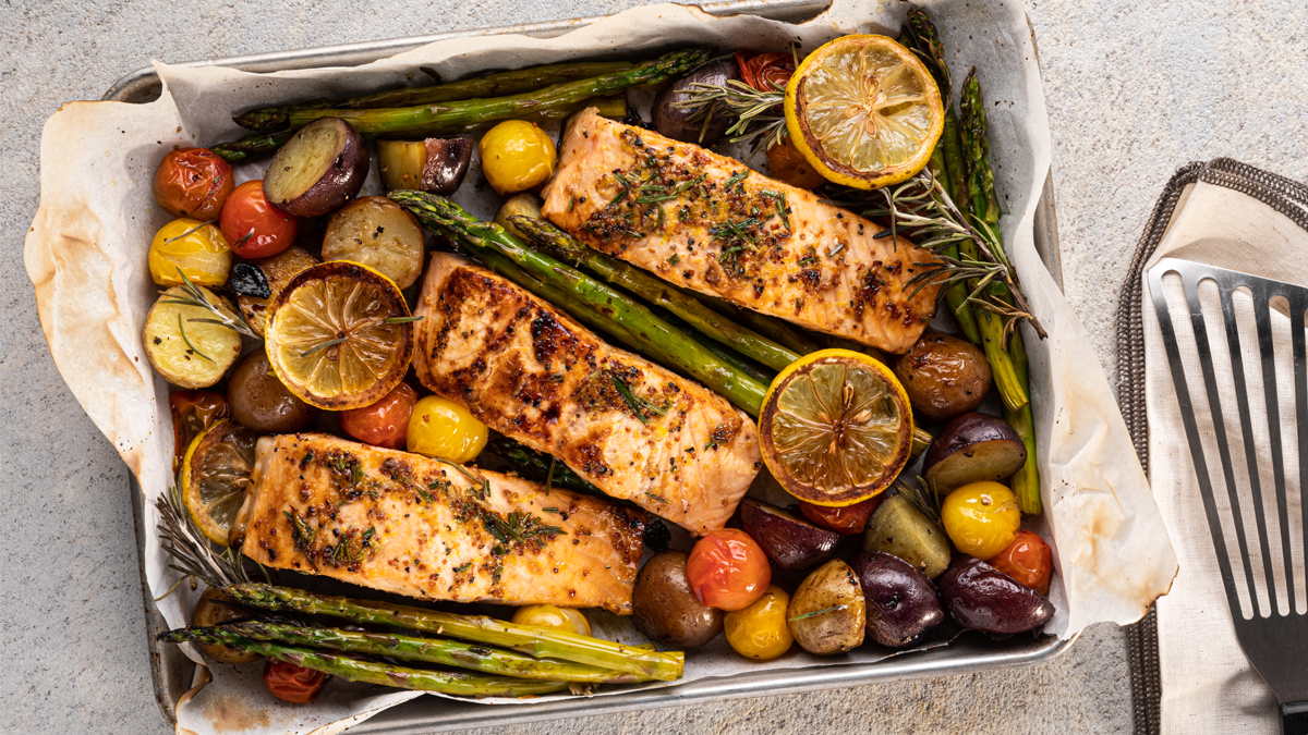 One Pan Salmon and Roasted Vegetables – True North Seafood